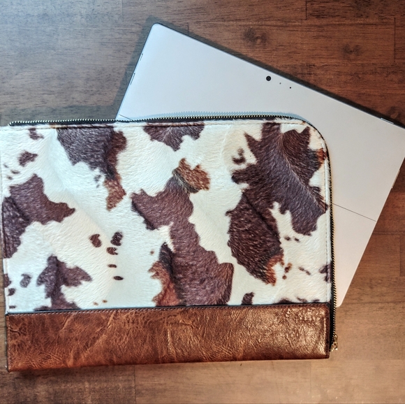 Bags | Cow Print Laptop Case | Poshmark